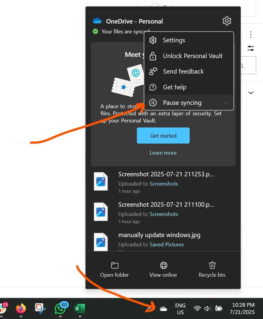 Stop One Drive Syncing Like This